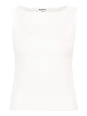 REFORMATION Dusk Boat-neck Sleeveless Top - White