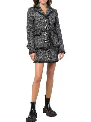 PHILIPP PLEIN Philipp Plein Embellished Button-Front Tweed Mini Skirt