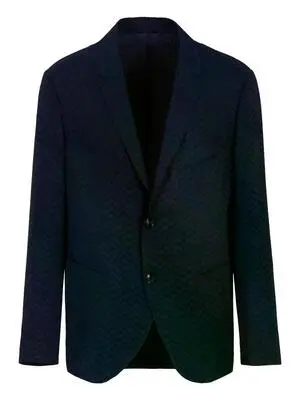 Giorgio Armani Zigzag-print Single-breasted Blazer - Blue