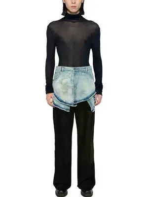 EGONLAB Layered Distressed Denim Skirt - Blue