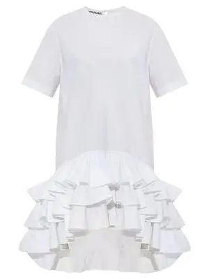 Moschino Asymmetric Ruffled Crewneck Dress - White