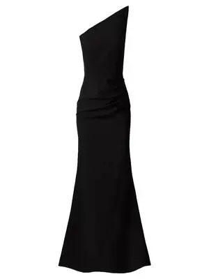 MOOS STUDIO MOOS STUDIO One-Shoulder Draped Maxi Dress With Train Black