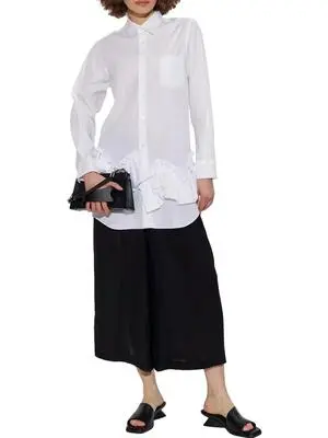 Comme Des Garçons Ruffled-trim Shirt - White