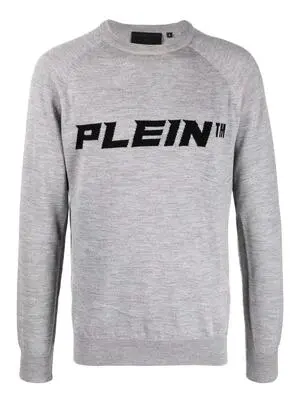 Philipp Plein Philipp Plein Logo Print Wool Jumper Grey