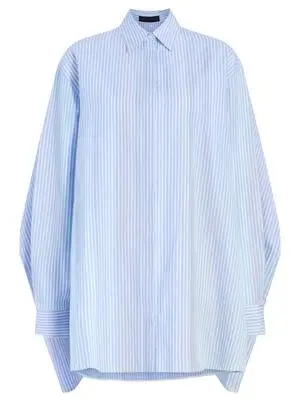 Proenza Schouler Isla Mini Shirt Dress With Stripes - Blue