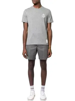 Thom Browne Anchor-embroidered Cotton T-shirt - Grey