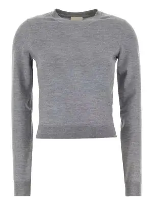Khaite Leta Crew Neck Long Sleeve Sweater - Grey