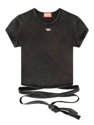 DIESEL® T-bunny-tail-r1 T-shirt With Tie Waist - Black