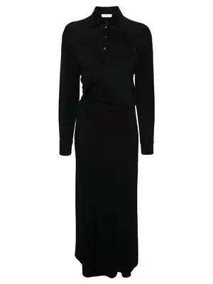 Rabanne Jersey Ruched Midi Wrap Dress - Black