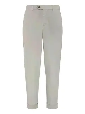 Brunello Cucinelli Garment-dyed Tapered Gabardine Trousers - Neutrals