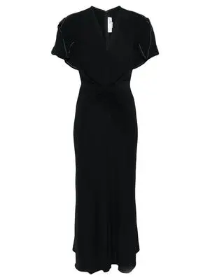 Victoria Beckham Victoria Beckham Gathered Detail Midi Dress Black