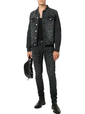 PURPLE BRAND Monogram Leopard Print Jeans - Black