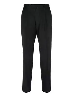 DELL'OGLIO Pleated Tapered Trousers - Black