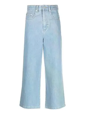 Kenzo Sumire Cropped Wide-leg Jeans - Blue