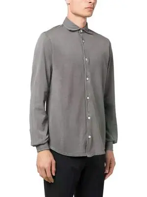 Fedeli Chambray Spread-collar Cotton Shirt - Grey