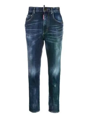 Dsquared2 High-waisted Cropped Skinny Jeans - Blue