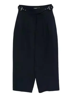 Ralph Lauren Pleated Wide Leg Cropped Trousers - Blue