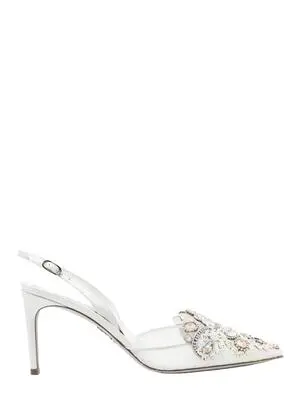 Rene Caovilla 90mm Veneziana Slingback Pumps - White