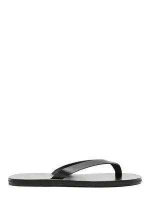 ANCIENT GREEK SANDALS Solon Flat Leather Thong Sandals - Black