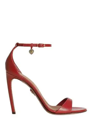 DOLCE & GABBANA Dolce & Gabbana Red Leather Stiletto Heeled Sandals