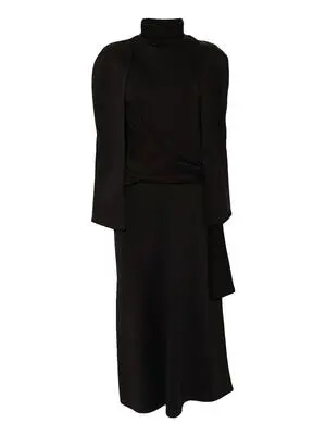 Goen.j Knot Detailed Cape-effect Dress - Brown
