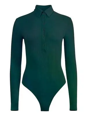 FLEUR DU MAL Ribbed-knit Bodysuit - Green