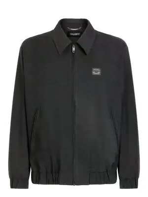 Dolce & Gabbana Logo Appliqué Bomber Jacket - Black