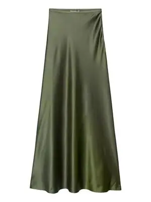 ATU BODY COUTURE Khaki Satin Maxi Skirt - Green