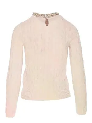 Valentino Garavani Cable-knit Crew Neck Jumper - Pink