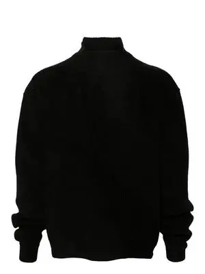 Rick Owens Virgin Wool Roll Neck Jumper - Black
