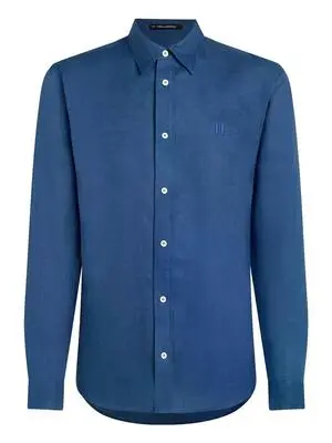 Karl Lagerfeld Monogram-embroidered Linen Shirt - Blue