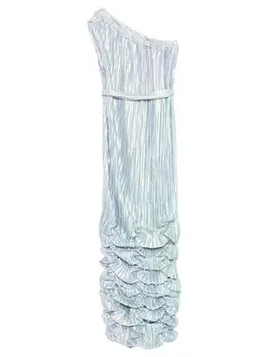 BARUNI Medinilla Maxi Dress One-shoulder, Belted, Ruffled - Grey