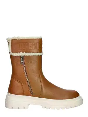 Moschino Side Zip Shearling Lined Boots - Brown