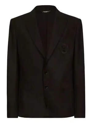 Dolce & Gabbana Logo-embroidered Single-breasted Jacket - Black