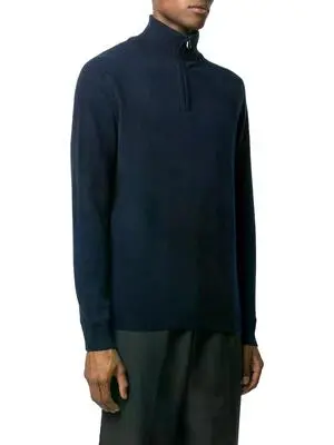 Pringle Of Scotland Fine Knit Zip Neck Sweater - Blue