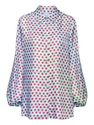 MACGRAW Scholarship" Printed Silk Shirt - Blue