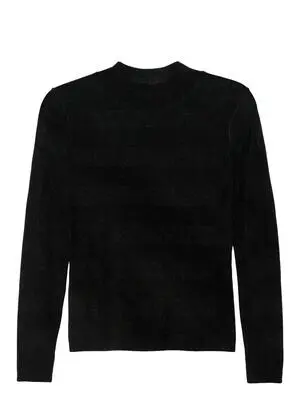 Emporio Armani Seamless Mock Neck Sweater With Lurex Detailing - Black