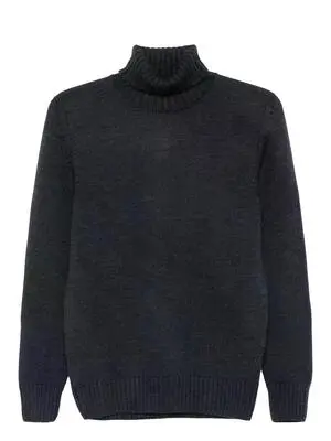 DRUMOHR Merino Wool Ribbed Knit Roll Neck Sweater - Grey