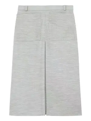 Burberry Box Pleat Wool-blend Skirt - Grey