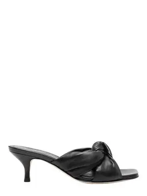 Fabiana Filippi Knot-detailed Leather Mid Heel Sandals - Black