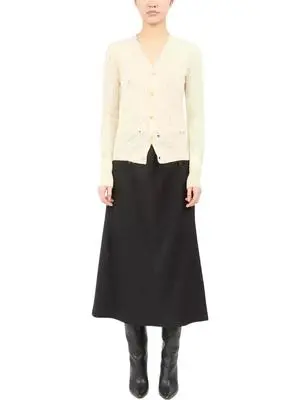 MAISON MARGIELA V-neck Distressed Button-up Cardigan - Neutrals