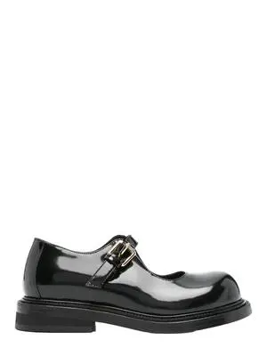 Moschino Leather Mary Jane Flats With Buckle Detail - Black