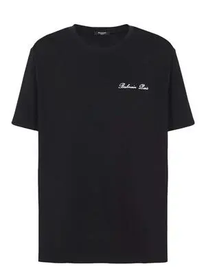 Balmain Logo-embroidered Cotton T-shirt - Black