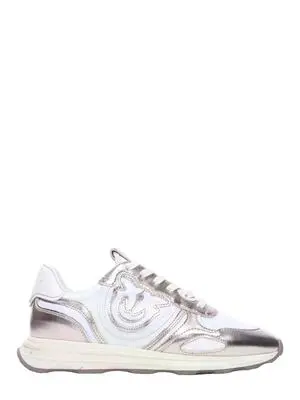 Pinko Zoe Metallic Effect Lace Up Sneakers - White