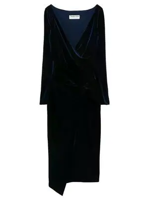Chiara Boni La Petite Robe Velvet Midi Dress With Knot Detail - Blue