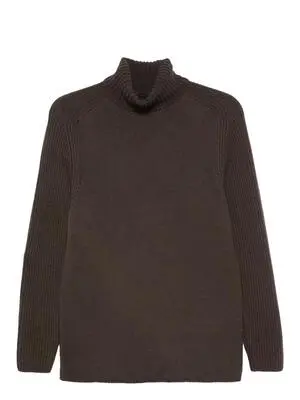 Transit Virgin Wool Ribbed Knit Roll Neck Sweater - Brown