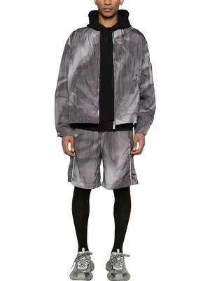 44 LABEL GROUP Crinkle Graphic-print Bomber Jacket - Black