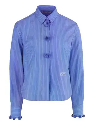 Ports 1961 Vertical Stripe Pompom Shirt - Blue