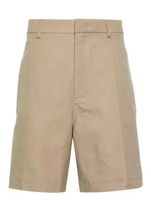 Valentino Garavani V Logo Plaque Cotton Shorts - Neutrals