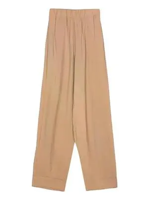 BLANCA VITA Elasticated Waist Wide-leg Trousers - Neutrals